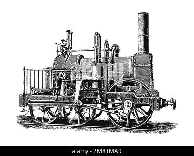 Early steam-powered trains, vintage illustration Stock Photo - Alamy