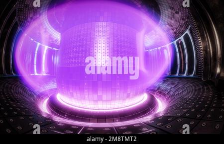 Fusion reactor. Toroidal chamber with a magnetic coil. device for ...