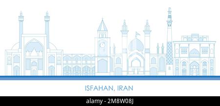 Outline Skyline panorama of city of Isfahan, Iran - vector illustration ...