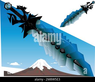 Magic swords, cartoon magical steel daggers, sabers with colorful ...