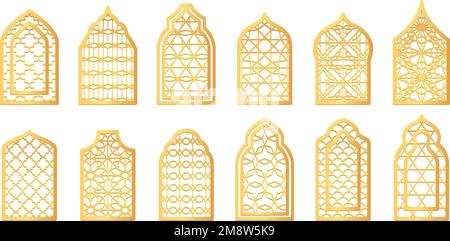 Set of ornamental islamic arabesque windows. Arabic traditional ...