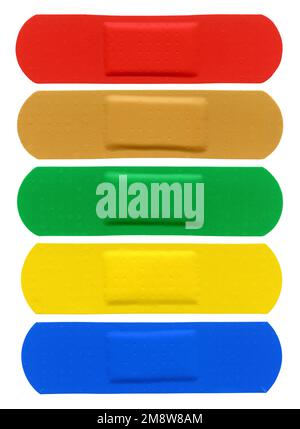 Medical adhesive bandages isolated on white, top view Stock Photo - Alamy