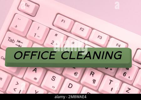 Sign displaying Office Cleaning, Word Written on the action or process ...
