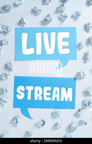 Text caption presenting Live Stream. Business showcase to broadcast a ...