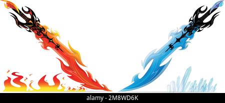 Legendary sword glowing with flame fire breathing weapon mythology ...