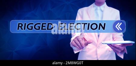 Hand writing sign Rigged Election. Business concept Manage drilling ...