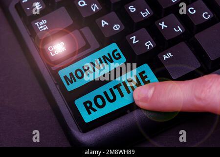 Hand writing sign Morning Routine. Concept meaning initiation of ...