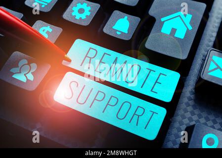 Inspiration showing sign Remote Support, Word Written on help end-users ...