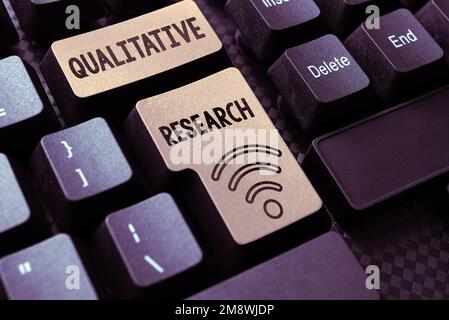 Sign displaying Qualitative Research. Concept meaning Certified to ...