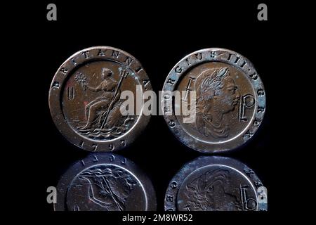 King George III Britannia Penny with the initials EP engraved onto the ...