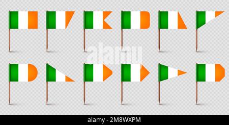 Realistic various Irish toothpick flags. Souvenir from Ireland. Wooden ...