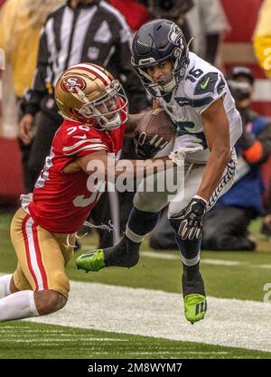 San Francisco 49ers cornerback Deommodore Lenoir, left, tackles Detroit ...