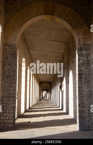 Sunlight casting shadows across Brompton Cemetery's distinctive ...