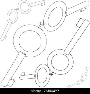 jail key icon, black vector sign with editable strokes, concept ...