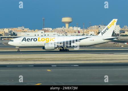AeroLogic Boeing 777 cargo aircraft taxiing. Plane 777 of Aero Logic ...
