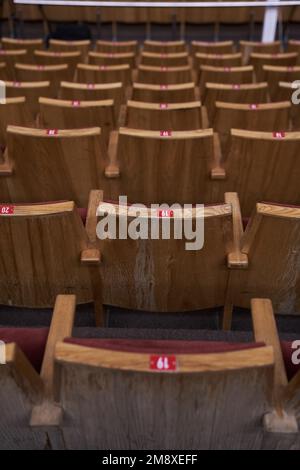 Symmetrical chairs for concert, cinema, event. concept Stock Photo - Alamy