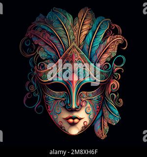 Vector illustration of an ornate colorful venetian mask in carnival ...