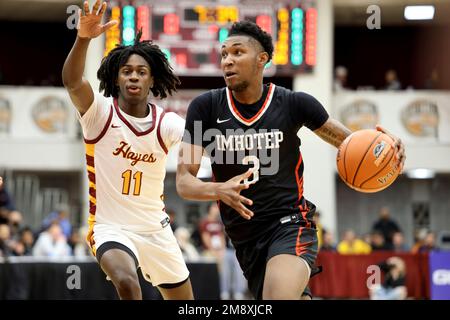 Imhotep's Justin Edwards #3 in action against Cardinal Hayes during a ...