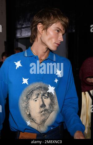 Jordan Barrett outside JW Anderson show during the Milano Men's Fashion ...