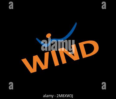 Wind Telecom, rotated logo, black background B Stock Photo - Alamy