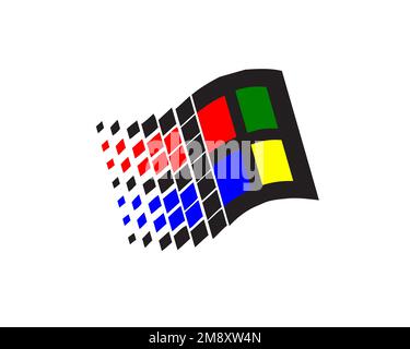 Windows 3. 1x, rotated logo, white background B Stock Photo - Alamy