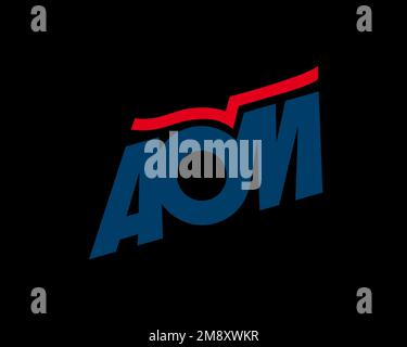 AOM French Airline, rotated logo, black background B Stock Photo - Alamy