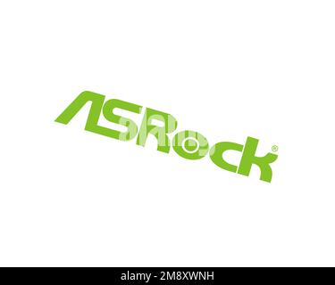 ASRock, rotated logo, white background Stock Photo - Alamy