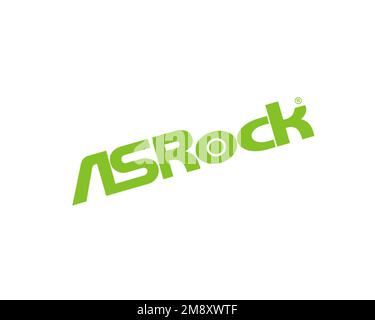 ASRock, rotated logo, white background B Stock Photo - Alamy