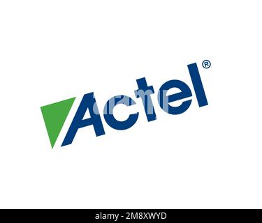 Actel, rotated logo, white background B Stock Photo - Alamy