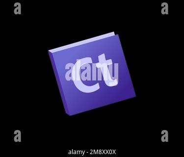 Adobe Contribute, rotated logo, black background B Stock Photo - Alamy
