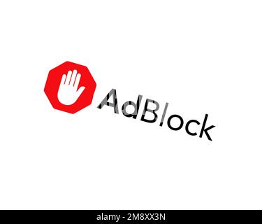 AdBlock, rotated, white background, logo, brand name Stock Photo - Alamy