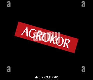 Agrokor, rotated logo, black background Stock Photo - Alamy