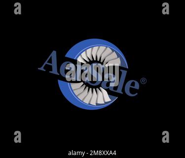 AerSale, rotated logo, black background Stock Photo - Alamy