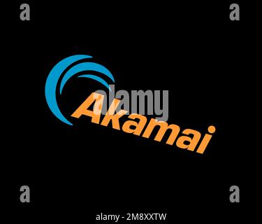 Akamai Technologies, rotated logo, black background Stock Photo - Alamy