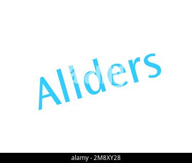 Allders, rotated logo, white background B Stock Photo - Alamy