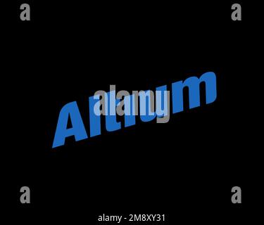 Altium, rotated logo, black background B Stock Photo - Alamy