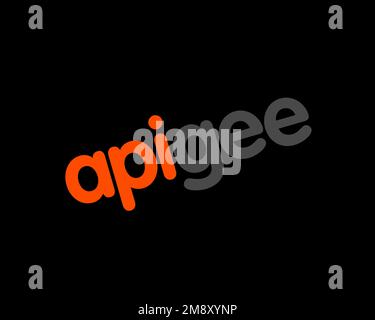 Apigee, rotated logo, black background B Stock Photo - Alamy