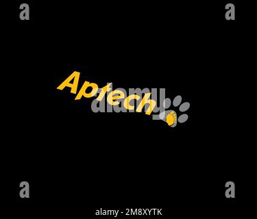 Aptech, rotated logo, black background Stock Photo - Alamy