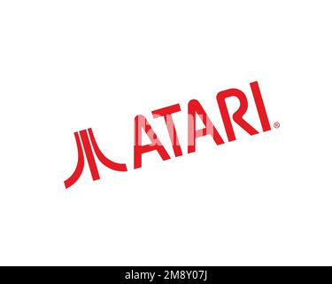 Atari SA, rotated logo, white background Stock Photo - Alamy