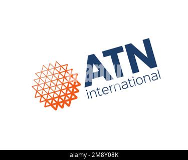 Atlantic Tele Network, rotated logo, black background B Stock Photo - Alamy