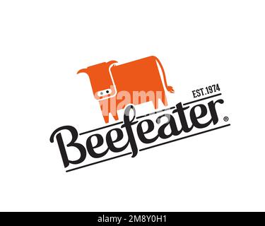 Beefeater restaurant, rotated logo, white background B Stock Photo - Alamy