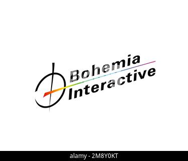 Bohemia Interactive, rotated logo, white background B Stock Photo - Alamy