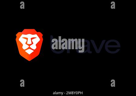 Brave Browser logo symbol black silhouette isolated on white background ...