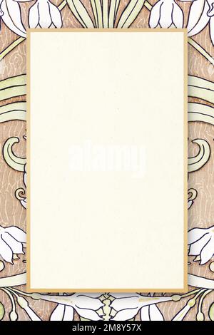 Peach Rectangular Floral Border Frame With Pink Cherry Blossom ...
