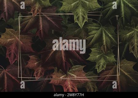 Rectangle gold frame with metallic leaf pattern silky background vector ...