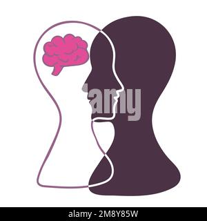 BPD Simple concept. Minimalistic Icon of human head with bipolar ...