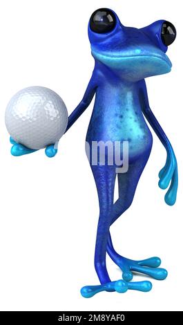 Fun blue frog - 3D Illustration Stock Photo - Alamy
