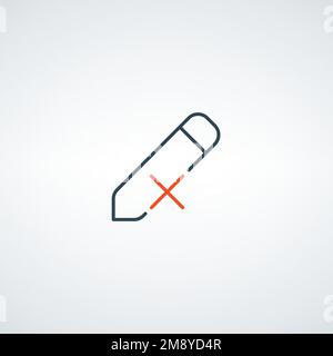 No Pen or Pencil Icon, clear drawing, eriser tool icon. Prohibited ...