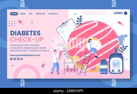 Diabetes Testing Healthcare Social Media Post Flat Cartoon Hand Drawn ...