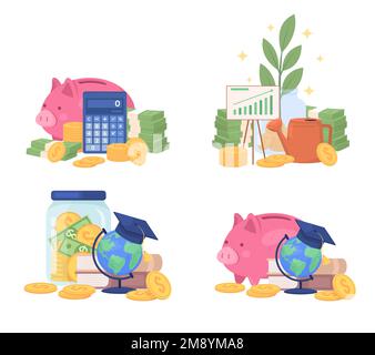 Savings for personal development semi flat color vector character Stock ...
